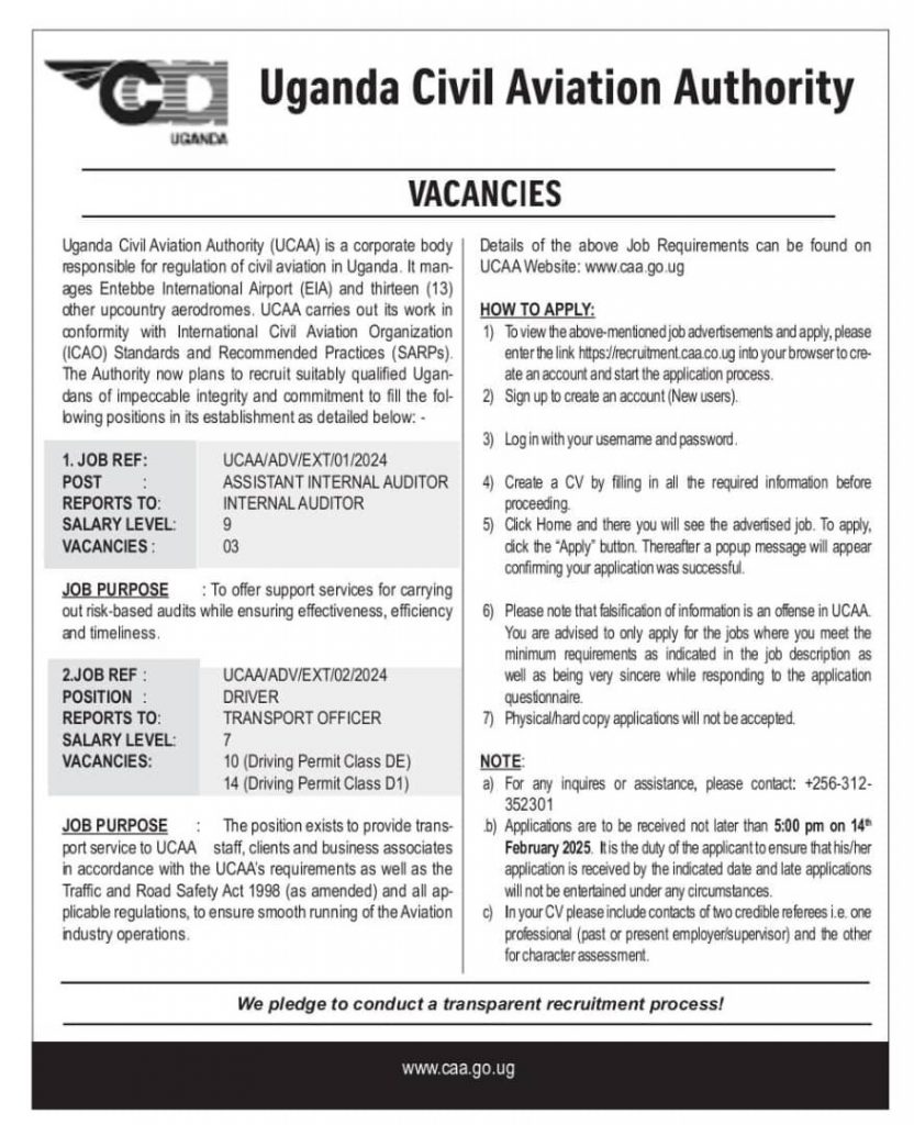 UCAA Launches Recruitment Drive to Strengthen Uganda’s Aviation ...